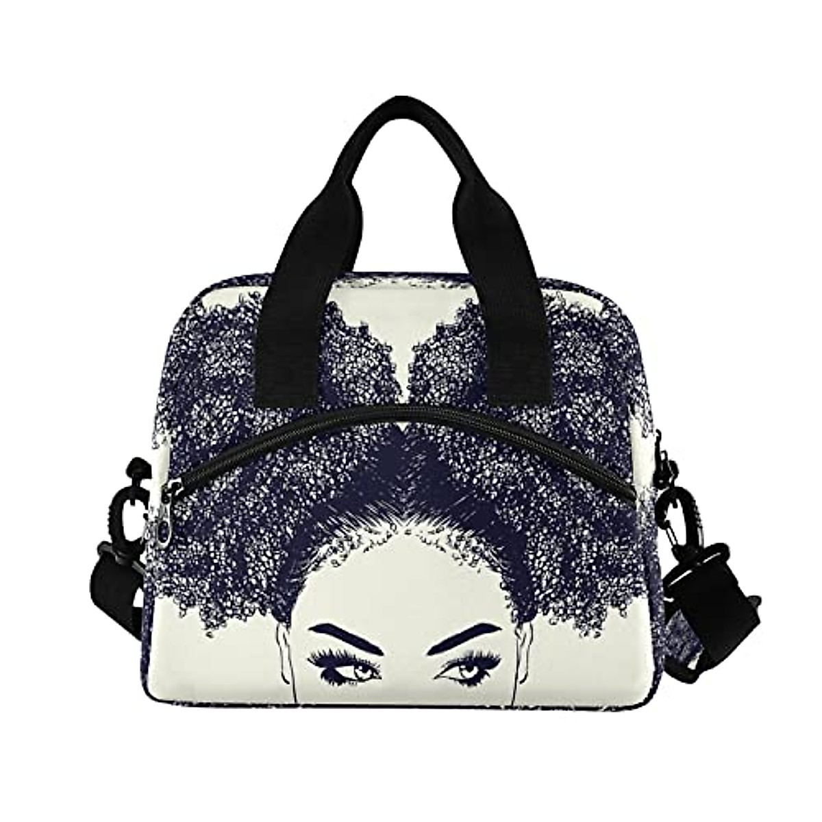 ALAZA African American Woman with Curly Hair Insulated Lunch Box Reusable Cooler Bags with Shoulder Strap for Women Men Adults, 19-Can (12.5L)