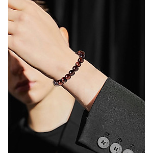 Svovin 12 Pcs 8mm Gemstones Beaded Bracelets for Men Women Semi-Precious Stone Stretch Round Bead Crystal Bracelets Unisex