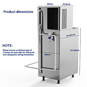 30" Air-Cooled Modular Full Cube Ice Machine - 600 lbs/Day Production, 260 lbs Ice Bin Dispenser | ETL & Energy Star Certified