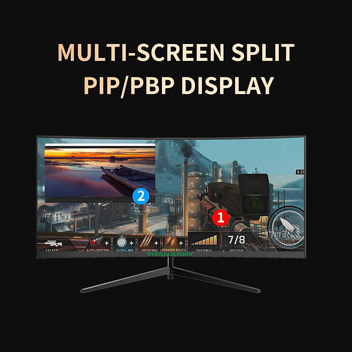 TITAN ARMY C30SK-PRO 30 inch Curved Gaming 200HZ Monitor 21:9 PIP/PBP Display 2560x1080 Ultra Wide RTS/FPS Game Scene Mode 1800R VA Panel led A+ Screen AMD Freesync