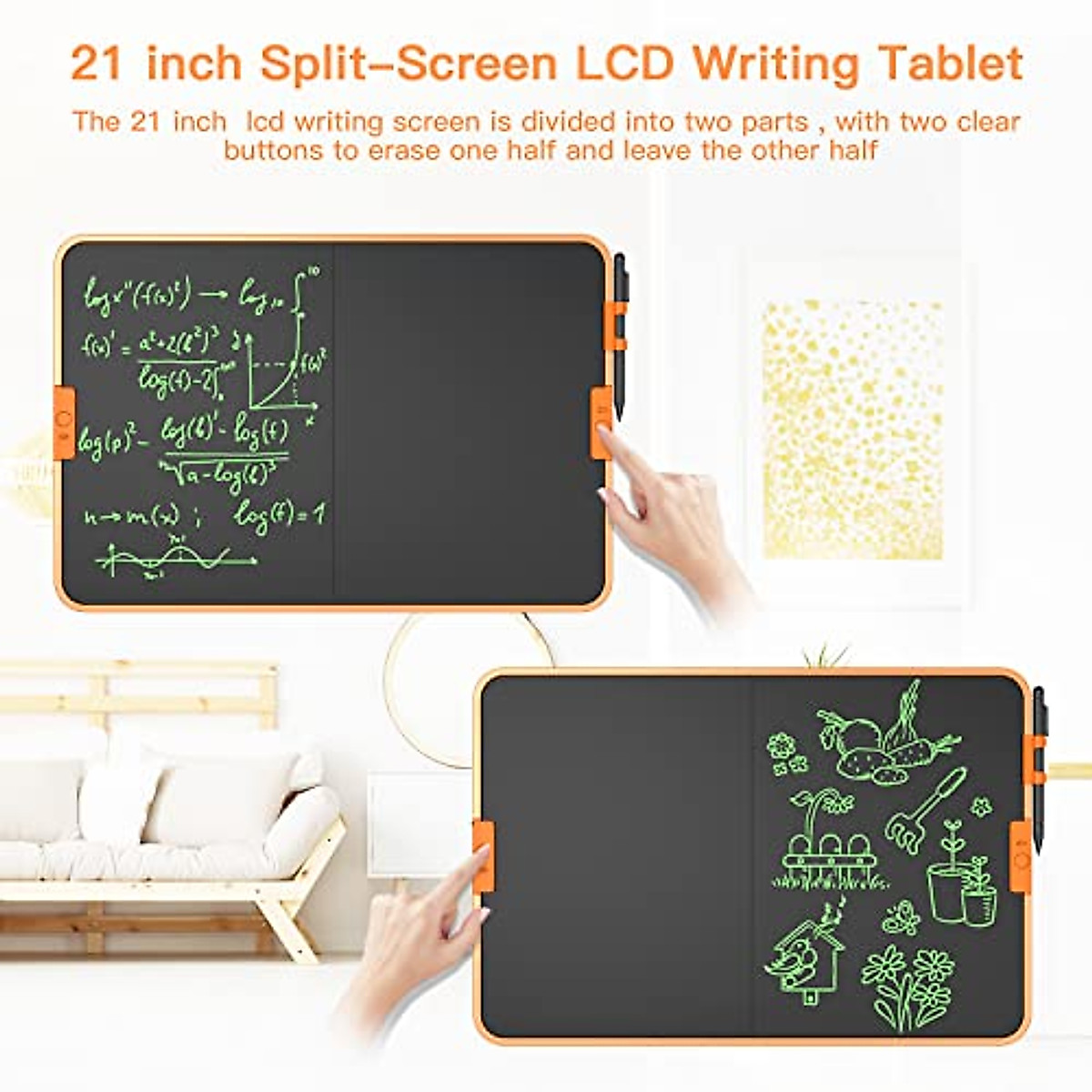 Wicue 21 inch Split Screen LCD Writing Tablet,Portable Erasable Electronic Magic Drawing Pads, Highlight Digital Paper Tablet, Large Doodle Board Gift for Business Office/Message Boards