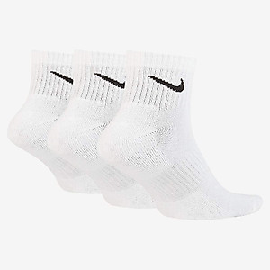 Nike Everyday Cushion Ankle Training Socks (3 Pair), Men's & Women's Ankle Socks with Sweat-Wicking Technology, White/Black, X-Large