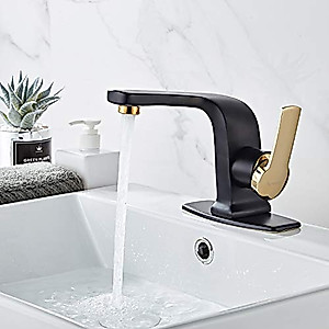 Modern Matte Black Bathroom Faucet,Single Handle Commercial Bathroom Sink Faucet Single Hole with 6 Inches Deck Kohonby