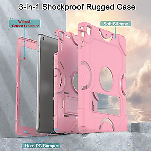 ZoneFoker Case for iPad 6th/5th Generation (9.7 Inch, 2018/2017 Model),iPad Air 2 & 1st Case, iPad Pro 9.7 Case 2016,Heavy Duty Shockproof Rugged Protective Case for iPad 9.7 Inch,Rose Gold