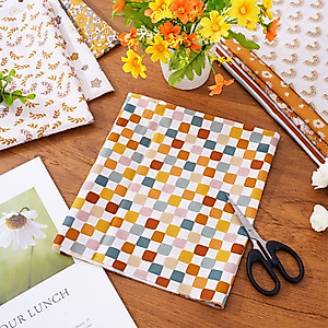 Whaline 8Pcs Boho Cotton Fabric Bundles 18 x 22 Inch Retro Floral Fat Quarters Boho Quilting Patchwork Squares Sewing Fabrics Boho Dress Apron Crafts for DIY Handmade Crafting Home Party Decor