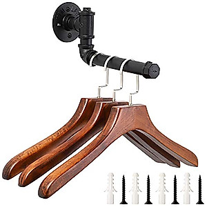 Sumnacon 9 Inch Industrial Pipe Clothes Bar - Heavy Duty Rustic Metal Coat Hanger with Screws, Wall-Mounted Garment Holder Rack for Bedroom/Bathroom/Cabinet/Boutique/Clothing Store, Black