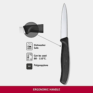 Victorinox VIC-6.7603 Swiss Classic Paring 3¼" Straight Spear Point Blade 5/8" Width at Handle Black