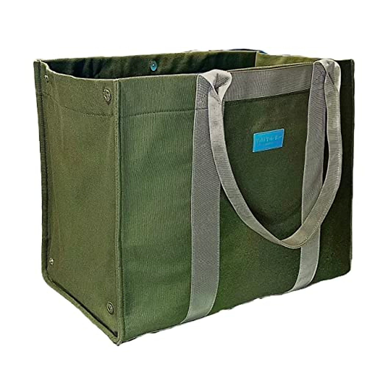 2023 Premium Oversize Canvas Tobi Tote Bag (21Wx16H x10D), Folds Flat, Slip-in Pockets, Removable Base, Anti-Theft Pocket (Tall Pines Green)