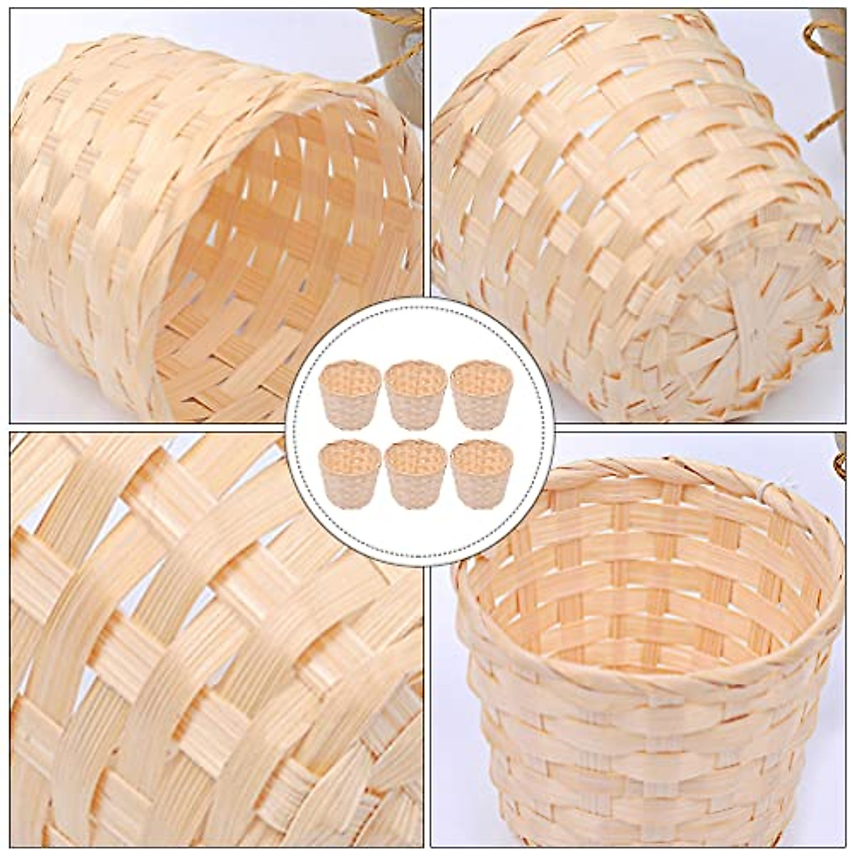 STOBOK Wedding Favors 6Pcs Mini Woven Basket, Small Wicker Baskets Miniature Flower Basket Rattan Storage Baskets Container for Party Favors Crafts Decor Small Woven Basket