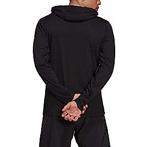 adidas Mens Lightweight Pullover Hoodie T-Shirt (X-Large, Black/White)