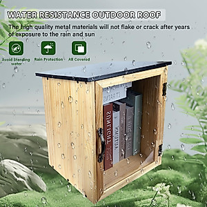 WodGod Little Library Box Outdoor, Little Library Free Library Outdoor Box Storage, Free for Neighborhoods, Community, Sharing Books, Literature, Newspaper etc.(1 Pcs Sticker for DIY)