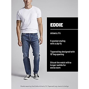 Silver Jeans Co. Men's Eddie Athletic Fit Tapered Leg Jeans, Rinse Wash, 36W x 30L