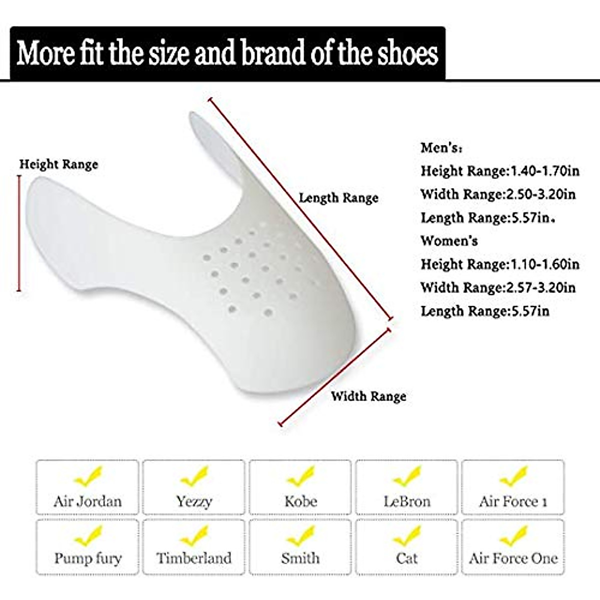 Jdomall 2 Pairs Shoes Crease Protector Toe Box, Prevent Sneaker Shoes Crease Protector for Men and Women's 7-12/