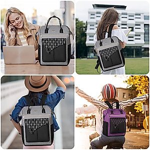 MOMUVO Laptop Backpack for Women Laptop Bag with USB Port, Student Bookbag Water Resistant Backpacks Teacher Doctor Nurse Work Backpack Stylish Travel Bags, Fits 17-Inch Laptop Grey Black