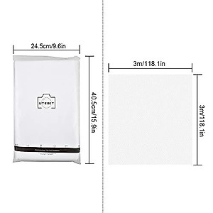 UTEBIT White Backdrop 10 x 10 ft Collapsible Polyester Photography Background Screen Cloth Sheet Seamless 3x3m for Photo Booth Photoshoot Portrait Headshot Video Studio Pictures