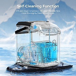 Nugget Ice Maker Countertop with Handle, 35lbs/Day, Portable Ice Maker Counter top with Chewable Ice, One-Click Operation, Compact Design Crushed Pellet Ice Maker for Home/Kitchen/Office(Black)