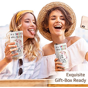 Macorner Sister Gifts From Sister - Stainless Steel Tumbler 20oz Gifts for Women - Unique Gift For Sister Soul Sister From Sister - Gift For Best Friend Women Big Sister Little Sister Birthday Gifts