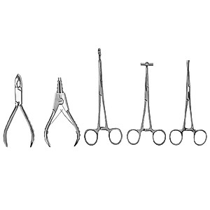 Professional Body Piercing Kit, Navel Ear Tongue Piercing Tools - Pliers, Needles, Teaching CD and Body Jewelry Included - Portable Piercing Kits with Case