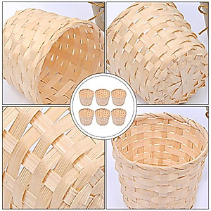 STOBOK Wedding Favors 6Pcs Mini Woven Basket, Small Wicker Baskets Miniature Flower Basket Rattan Storage Baskets Container for Party Favors Crafts Decor Small Woven Basket