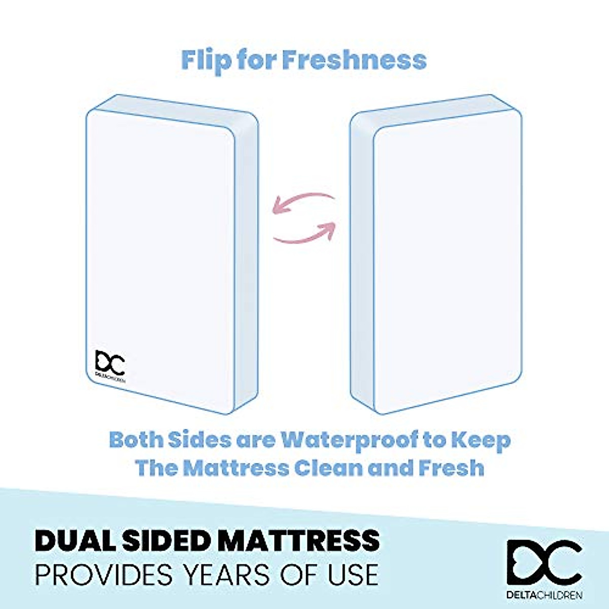 Delta Children Essex 4-in-1 Convertible Baby Crib, Grey with Natural Legs + Delta Children Twinkle Galaxy Dual Sided Recycled Fiber Core Crib and Toddler Mattress (Bundle)