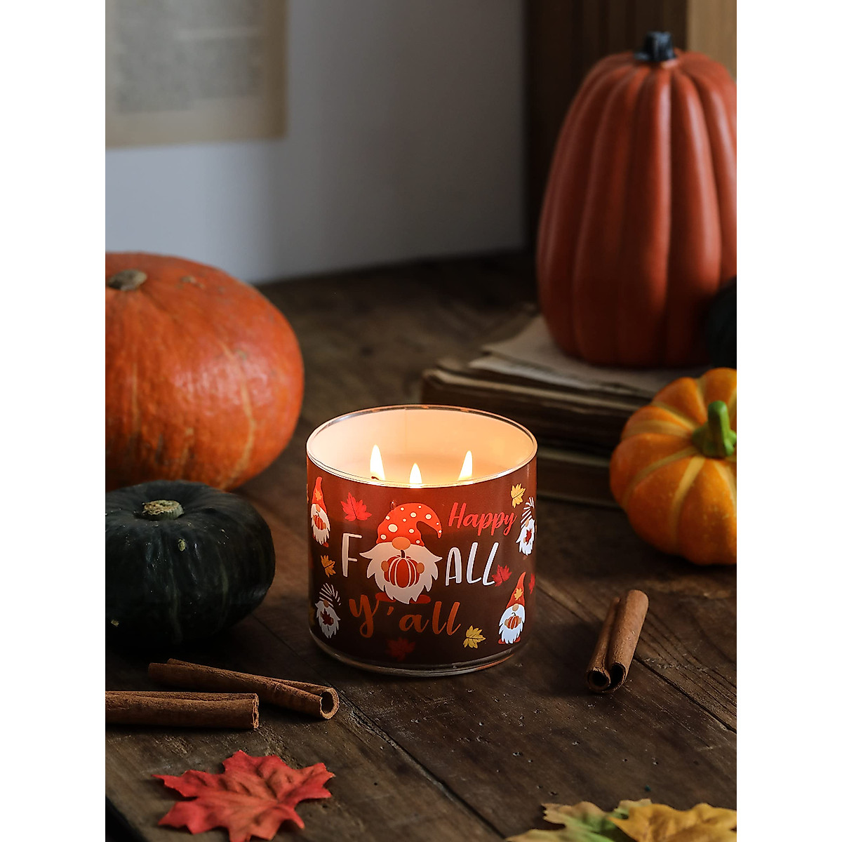 Fall Candle,Pumpkin Spice Candle, Pumpkin Scented Candle，Autumn Large 3 Wicks for Home Decor, 14 oz