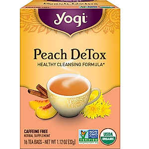 Yogi Tea Peach DeTox Tea - 16 Tea Bags per Pack (4 Packs) - Organic DeTox Tea to Feel Refreshed - Includes Cinnamon Bark, Ginger Root, Cardamom Pod, Burdock Root, Dandelion Root & More