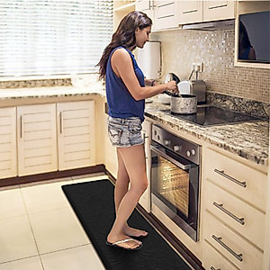 KMAT Kitchen Mat Cushioned Anti-Fatigue Waterproof Non-Slip Standing Mat Ergonomic Comfort Rug for Home,Office,Sink,Laundry,Desk 17.3" (W) x 60"(L),Black