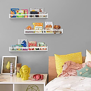 birola Nursery Book Shelves 32 inches Set of 3,Wall Bookshelves for Kids,Nursery Shelves for Bookshelf Wall,Book Shelf Organizer for Kids(White)