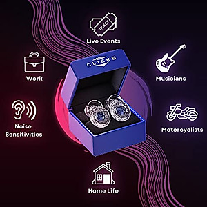 Eargasm Clicks Earplugs for Concerts Musicians Motorcycles Noise Sensitivity Conditions and More (Ear Plugs Come in Premium Gift Box Packaging)