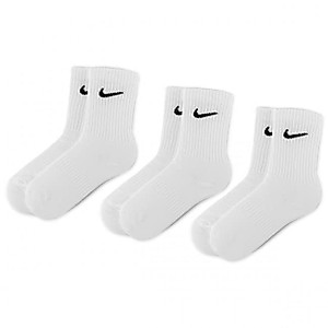 Nike Unisex Everyday Lightweight Crew Training Socks (3 Pair) (White/Black, M)