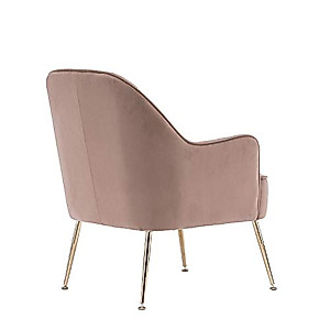 Olela Accent Chair with Arms Upholstered Velvet Side Chairs for Living Room Bedrooms Comfy Decortive Modern Mid-Back Leisure Chair with Adjustable Footpad (Brown)