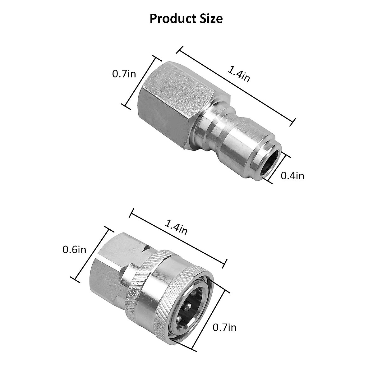 𝟐𝟎𝟐𝟒 𝐍𝐞𝐰 NPT 3/8 Inch Stainless Steel Male and Female Quick Connector Kit, Pressure Washer Adapters Hose Quick Connector Internal Thread 8 Sets