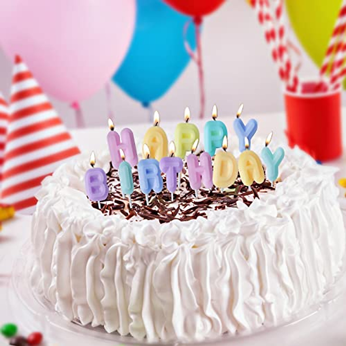 Berkebun Happy Birthday Cake Candles with Fun Colorful Candle Holders Included; for Birthday Cakes to Make it a Magical,CelebrationMacaroon Color Birthday Candles