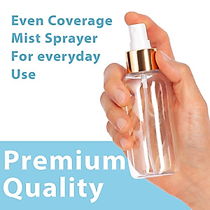 JUVITUS 4 oz / 120 ml Clear Plastic PET Boston Round Bottle (BPA Free) with Gold Fine Mist Spray (12 pack)