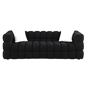Dolonm Cloud Sofa Couch, Bouclé Fabric Couches for Living Room 84 Inch Modern Sofa for Apartment, Black