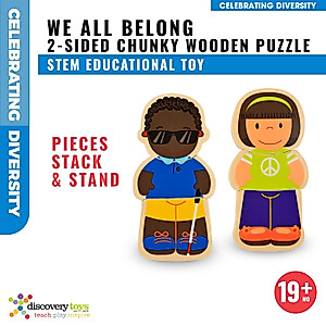 Discovery Toys WE All Belong Diversity Wooden Puzzle | 2-Sided Interchangeable Puzzle | Special Needs & Abilities Wooden Puzzle | 2 Puzzles in 1 | Inclusive Chunky Toddler | 19 Months +