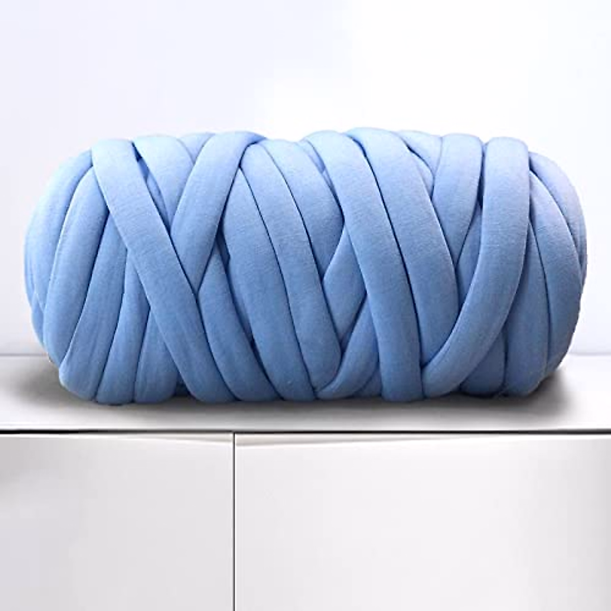 Arm Knitting Yarn for Chunky Braided Knot Throw Blanket DIY, Soft Extra Cotton Washable Tube Bulky Giant Yarn for Weave Craft Crochet (Navy Blue 2.2lb)