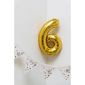 [10] 16" Number Gold Foil Balloons 0-9 set, Mylar Aluminum Hanging Numbers for Graduation Birthday Party Decorations Christmas New Year eve (10 Pcs)