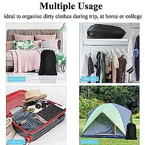 Heavy Duty Large Laundry Bags 2 Pack 30 x 40 inch XL Drawstring Travel Organizer Bag Fit Hamper Basket Camp Home College Dorm Tear Resistant Dirty Cloth Big Storage, Three Loads of Clothes Black