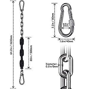 Dakzhou 2 Stainless Steel Chains (64 "), 4 Quick Connection Buckles, Never Rust Swing Hardware for Hammock Chairs, Swings, sandbags, up to 1000LB