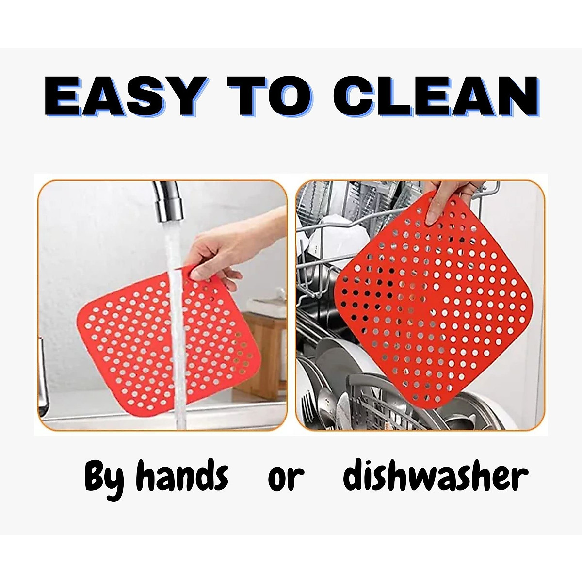 2 PackAirFryer Silicone liners,None stick 8 inch Air Fryer liner square mat, Reusable Air fryer insert, Fits 3-5 QT Air Fryer pot Parchment paper replacement liners, microwave safe, dishwasher safe