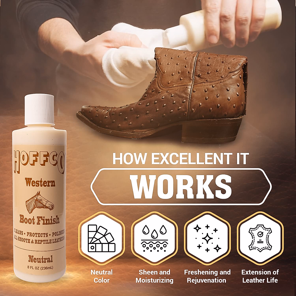 Venetian Western Boot Lotion 8oz Premium Leather Conditioner for Cowboy Boots, Work Boots, & Exotic Leather - Made in USA