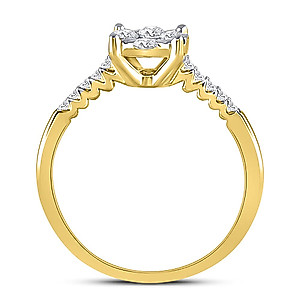 The Diamond Deal 10kt Yellow Gold Womens Round Diamond Flower Cluster Ring 1/2 Cttw