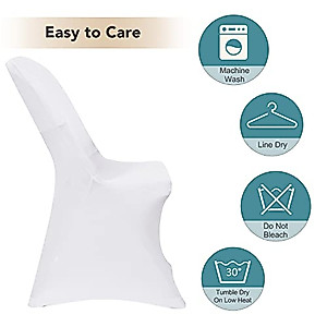 Obstal 10Pcs White Chair Covers for Party Folding Chair - Universal Fitted Chair Slipcovers Protector for Wedding, Banquet, Holiday, Celebration (White, 10 Packs)