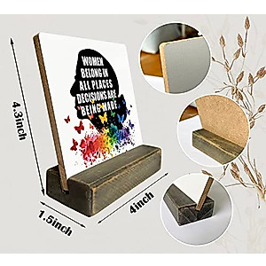 Feminist Wood Plaque Gift, Women Belong In All Places Where Decisions Are Being Made, Plaque with Wooden Stand, Wood Sign Plaque Gift, Ruth Bader Ginsburg, RBG Woman's Rights