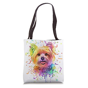 Colorful Splash Art Yorkshire Terrier Portrait Yorkie Lover Tote Bag