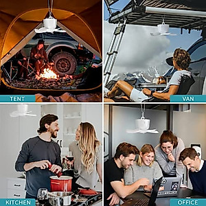 UNbeaten Portable Camping Fan for Tents with Hanging Hook, 8000mAh Battery Operated,Remote Control,Timer,4 Speeds,USB Rechargeable for Camping Outdoor