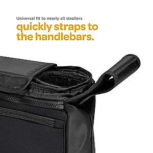 Larktale Universal Stroller Organizer | 2-in-1 Stroller Handlebar Console with Two Insulated Cup Holders, Multiple Storage Pockets, Phone Holder, Removable Shoulder Strap and Zippered Clutch | Removable Cooler Pouch for Transporting Baby's Food, Drinks, a