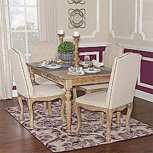 Riverbay Furniture 59" W x 35" D Transitional French Inspired Design Wood Dining Table with Spacious Table Top and Decorative Turned Legs in Light Natural Brown