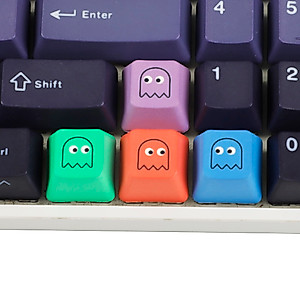 Mechkeeb OEM Profile Pac-Man Five Dye PAC PBT Key caps Custom Sublimation keycaps for MX Mechanical Gaming Keyboard (OEM Pac-Man 5 Keys)